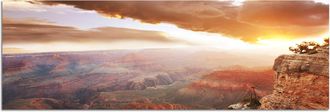 Paul Sinus Art Panoramabild auf Leinwand und Keilrahmen 150x50cm Grand Canyon Sonnenaufgang Landschaft