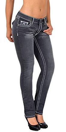ESRA Jean Femme Droit Jeans à Couture épaisse Grandes Tailles Jean différentes Couleurs J540