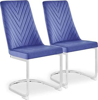 Menzzo Mistigri Stuhl, Velours, Blau, L46 x T57 x H95 cm