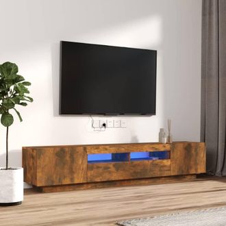 Festnight IKAYAA TV Schrank mit led TV Schrank 200cm lang TV lowboard TV Board Holz Fernseher Tisch modern TV Tisch TV Board Fernsehschrank für das Wohnzimmer -