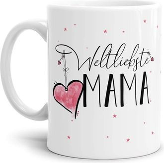 Tassendruck Tasse mit Spruch für die Weltliebste Mama - Kaffeetasse/Familie/Geschenk-Idee/Mug/Cup/Weiss