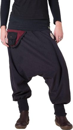 vishes Alternative Bekleidung - Warme Thermo Haremshose aus Fleece mit Tasche Schwarz-Rot