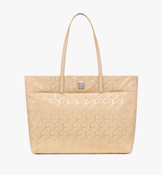 MCM Aren Shopper aus jacquardgewebtem Nylon mit Cubic-Monogramm