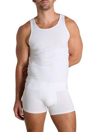 Bruno Banani Herren Tanktop wei&szlig; Viskose unifarben