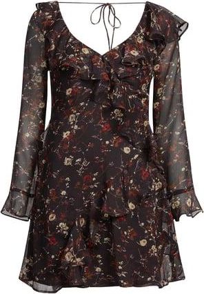 Topshop Robe courte imprim&eacute;e &agrave; volants Tsflora