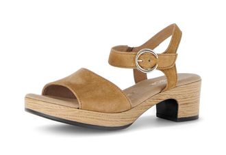 Gabor Sandalette GABOR KRETA, Damen, Gr. 41, braun, Ziegenveloursleder, Schuhe Sandalette, Blockabsatz, Sommerschuh, Riemchensandale in Komfortweite G (=wei