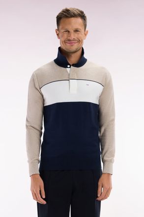 Eden Park Pull &Agrave; Col Maillot En Coton Beige Coupe Droite