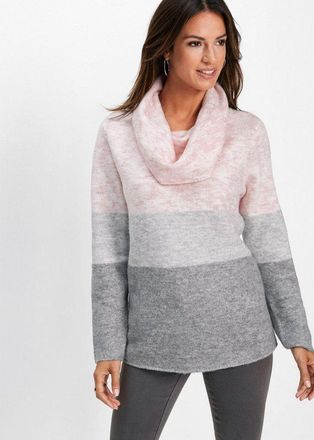Bonprix Rollkragenpullover mit Wasserfallkragen und Colourblocking