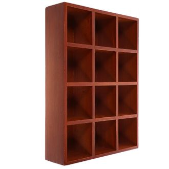 BESPORTBLE MUCKLILY Wandmontiertes Holzregal Fächer Vintage Stil Robustes Wandhalter Display für Wohnzimmer Schlafzimmer Büro Praktisches Aufbewahrungsregal für 