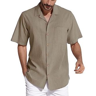 Generic Chemise en lin blanc pour homme T-shirt blanc en coton et lin pour le Royaume-Uni T-shirts &agrave; manches courtes pour homme T-shirt d&eacute;contract&eacute; grand t-sh