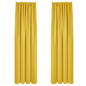 Deconovo Verdunkelungsvorh&auml;nge mit Kr&auml;uselband Dicke Thermovorh&auml;nge Gardine, 245x140cm(H&ouml;hexBreite), Senfgelb, 2er Set