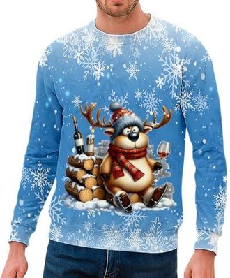 Generic Pull de No&euml;l pour homme Pull de No&euml;l laid avec motif de No&euml;l Pull de No&euml;l cool Christmas Sweater Chemise de No&euml;l Pull en tricot Xmas, XL