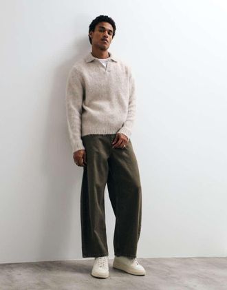 Asos pull oversize en maille &agrave; col fendu couleur pierre-Neutre