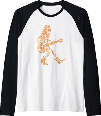Seembo Skelett spielt Gitarre Lustiger Gitarrist Rockmusiker Raglan