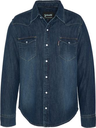 Schott NYC Herren Shtulsa Shirt, blau, 56