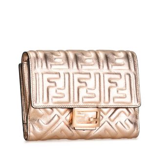 Fendi Portemonnaie - Zucca Embossed Compact Wallet - Gr. unisize - in Gold - f&uuml;r Damen