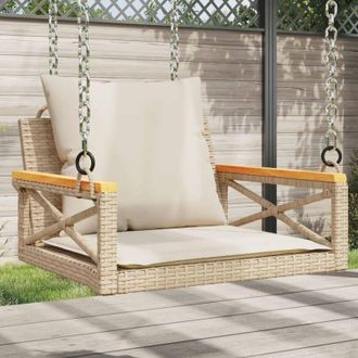 vidaXL Balancelle avec coussins beige 63x62x40 cm r&eacute;sine tress&eacute;e Vidaxl