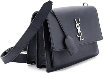 Saint Laurent Sunset Satchel Leather Medium crossbody bag - Blau