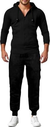 Generic Survêtement 2 pièces pour homme avec fermeture éclair et sweat à capuche - Ensemble décontracté pour le sport de plein air - Survêtement dautomne et d