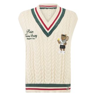 Philipp Plein V-Neck Gilet Tennis Club - - Knitwear - Damen - Beige - S