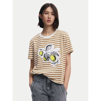 Desigual T-Shirt Lemon 25SWTKAE Beige Regular Fit