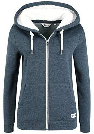 Oxmo Binja Veste en Sweat Zippé avec Peau De Mouton Sweat-Shirt pour Femme À Capuche, Taille:XXL, Couleur:Insignia Blue Melange (1940101)