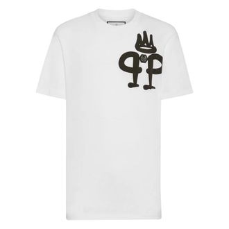 Philipp Plein T-shirt Rundhals SS Iconic Plein - - Tops - Herren - Wei&szlig; - 3XL