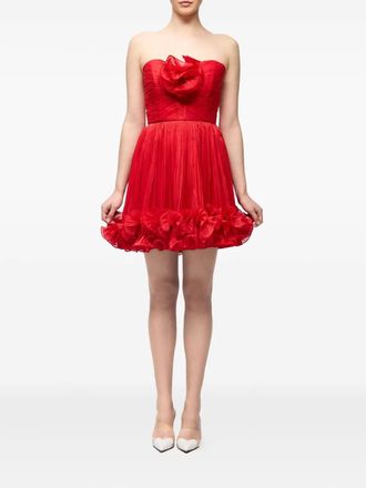 Ana Radu robe à fleurs appliquées - Rouge