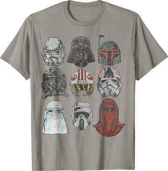 Star Wars Character Helmets Troopers Vader Boba T-Shirt T-Shirt