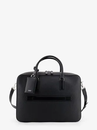 Tom Ford Leather work bag with front lettering logo - TOM FORD - gender_Man