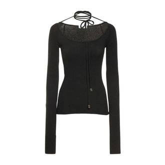 The Attico Wide-neck Strickoberteil - - Knitwear - Damen - Schwarzk - L