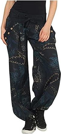 Generic Robes boh&egrave;me 2026 pour femmes pantalon large jambe d&eacute;contract&eacute;e bouton imprim&eacute; poche ample, Noir, XXL