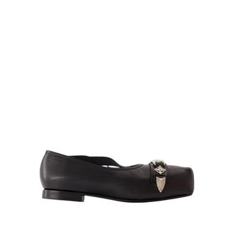 Toga Archives Schwarze Leder Ballerinas Slip-On Schuhe - - Shoes - Damen - Schwarzk - 38 EU
