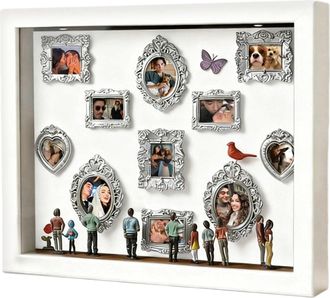 Generic Mini Museum,Holzfiguren Mit Beleuchtung F&uuml;r Erinnerungen Ausstellungsset,Familie Erinnerung Display Fall mit Rahmen und Rahmen | F&uuml;r Paare Ihre Famili