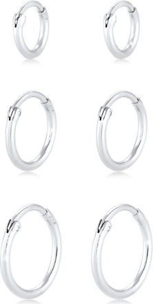 Elli 3er-Set Damen-Creolen aus 925er Sterlingsilber