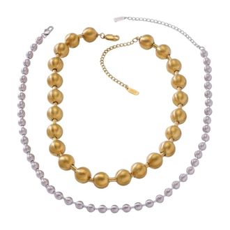 Dansk Copenhagen Solgerd Collier Duo Ton 2en1 - Femme - Accessoires - Jaune - Taille: ONE Size