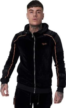 Project X Paris Veste &agrave; Capuche Velvet et Fluo empi&egrave;cement Biker Homme