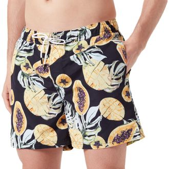 Jack & Jones Herren Jpstfiji Jjswim AOP Originals Ly Badeshorts, Schwarz, XL
