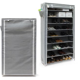 Relaxdays 2x Meubles &agrave; chaussures VALENTIN Housse en tissu &eacute;tag&egrave;re armoire range-chaussures 10 &Eacute;tages HLP 161x88x30 cm, anthracite