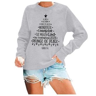Generic Pull de Noel Femme Grande Taille Pull Moche de Noël Sweatshirt a Col Rond Décontracté a Manches Longues sans Capuche pour Femme