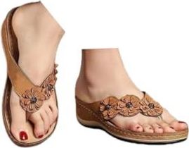 Generic Sandales orthop&eacute;diques pour femme - Tongs confortables avec soutien de la vo&ucirc;te plantaire - Sandales d&eacute;t&eacute; d&eacute;contract&eacute;es - Sandales compens&eacute;es habill&eacute;e