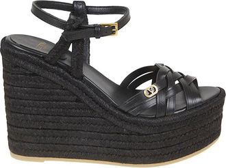 Valentino Garavani Femme, Chaussures, Noir, Taille: 37 EU VLogo Espadrille Wedge Sandal
