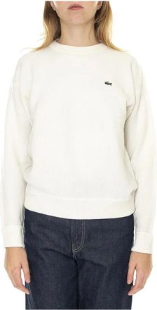 Lacoste Femme, Sweatshirts et sweats &agrave; capuche, Blanc, Taille: 38 FR Pull ras du cou