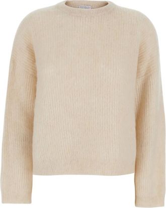 Brunello Cucinelli Femme, Pulls, Beige, Taille: 42 FR Pull ras du cou