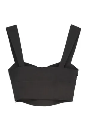 Pinko Womens Crop Top Voyager Black Limousine Linen