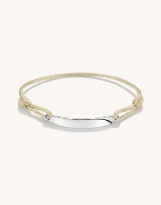 Thomas Sabo bracelet textile gravable beige en argent, beige-Argent&eacute;