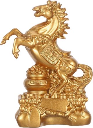 Generic Chinesisches Neujahr Pferd - Harz Goldenes Sammelbild, Gl&uuml;cksreichtum Figur, 2026 Dekorative Pferdestatue, Kompliziertes Tischplatten-Ornament Mit Woh