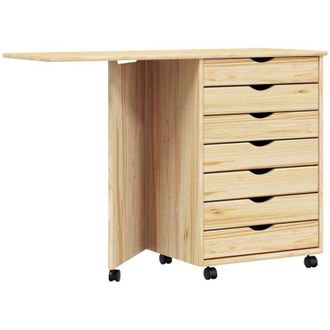 vidaXL Rollwagen mit Schreibtisch MOSS Klarlack 105,5 x 39 x 74,5 cm vidaXL