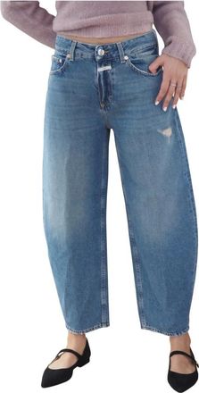 Closed Femme, Jeans, Bleu, Taille: W29 Barrel Fit Cropped Jeans