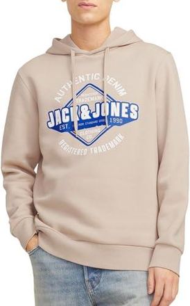 Jack & Jones Jack & Jones Sweat &agrave; Capuche pour Homme, Cr&egrave;me - Bleu - Blanc, L